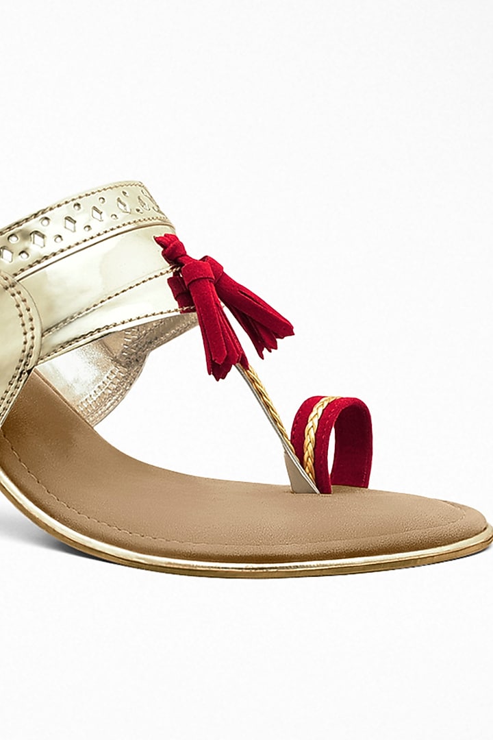 Muted Gold Anti-Slippery Rubber Embellished Block Heels by Signature ...