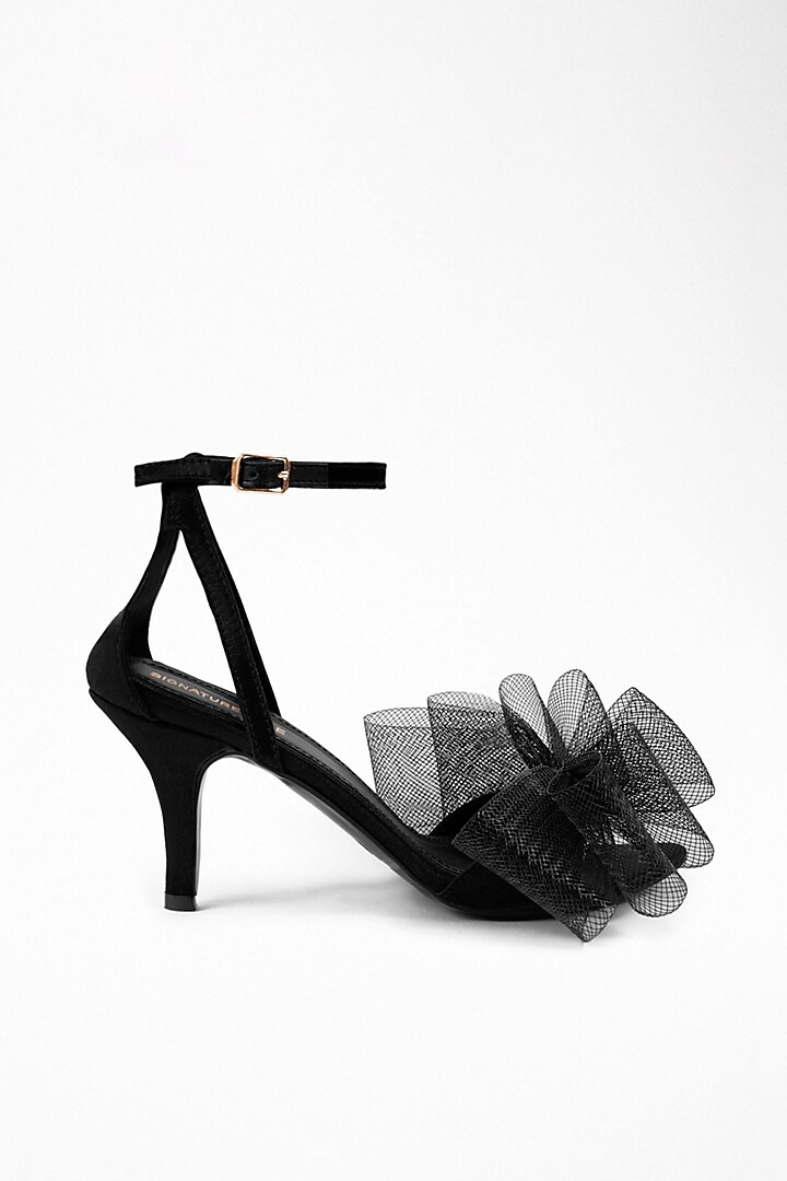 Black Anti-Slippery Rubber Bow Pencil Heels by Signature Sole at Pernia ...