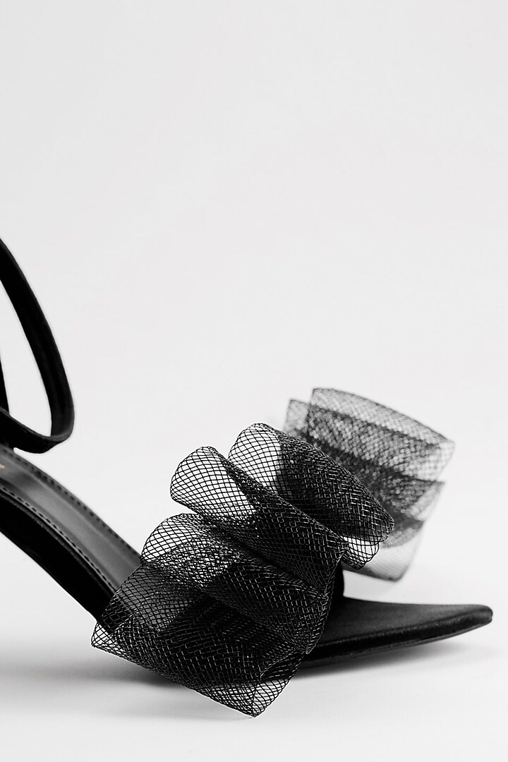 Black Anti-Slippery Rubber Bow Pencil Heels by Signature Sole at Pernia ...