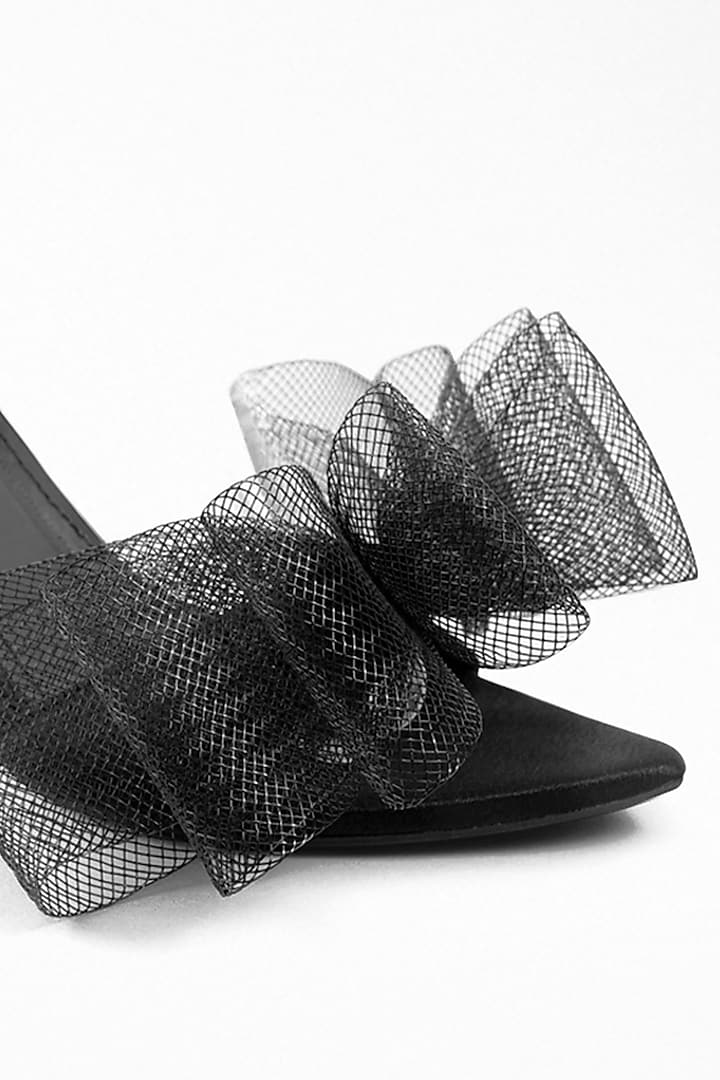 Black Anti-Slippery Rubber Bow Pencil Heels by Signature Sole at Pernia ...