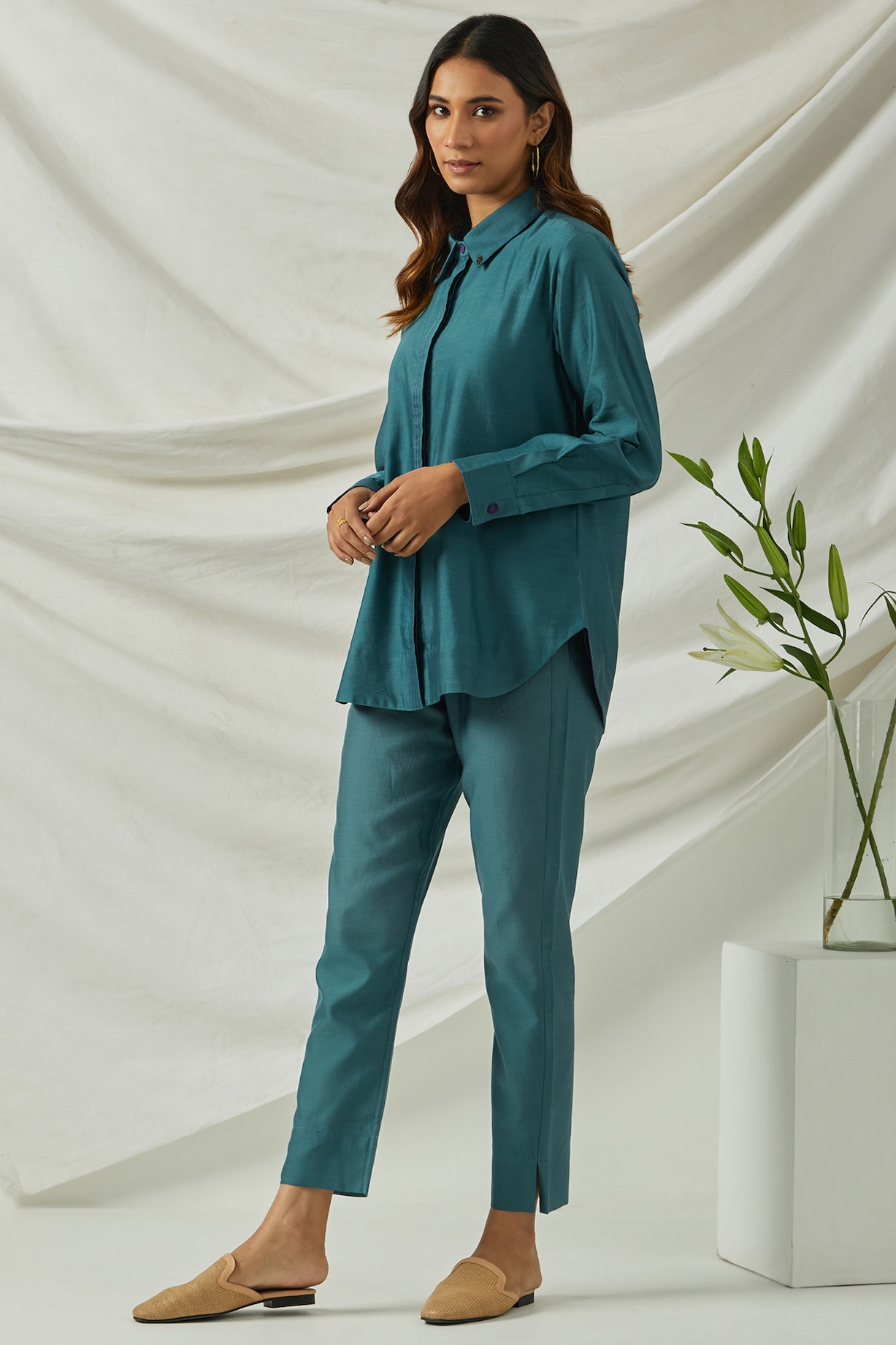 Teal Chanderi Co-Ord Set by Smriti Gupta at Pernia's Pop Up Shop 2025
