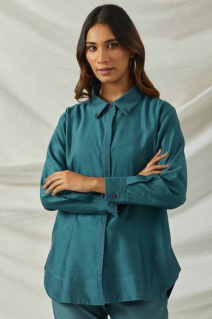 Teal Chanderi Co-Ord Set by Smriti Gupta at Pernia's Pop Up Shop 2025