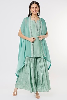 Green Embroidered Jacket Set by Shagun Nagi at Pernia's Pop Up Shop 2026