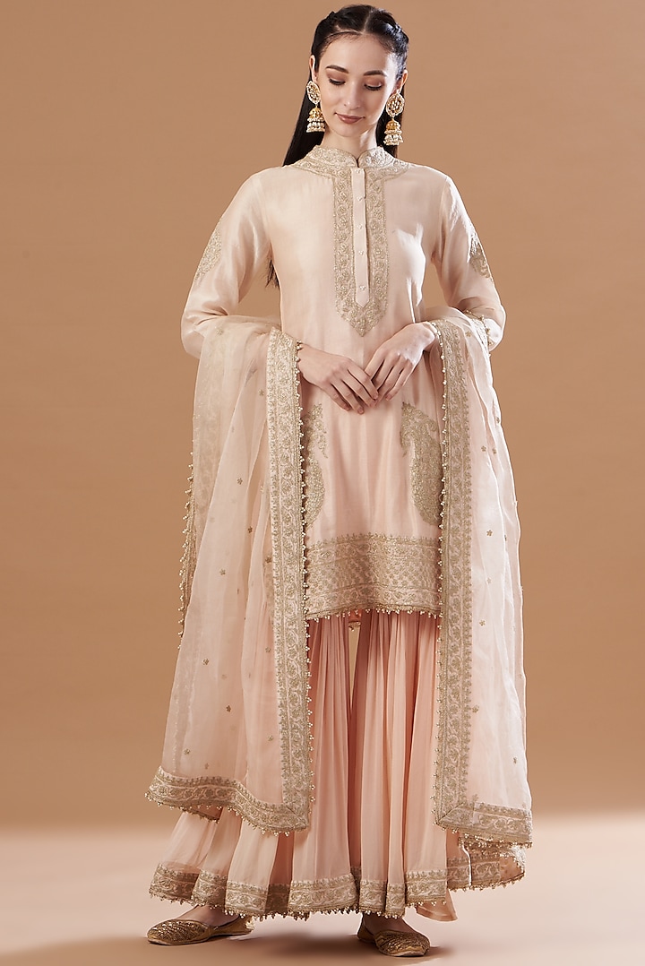 Blush Pink Georgette Gharara Set by Sheetal Batra at Pernia's Pop Up ...