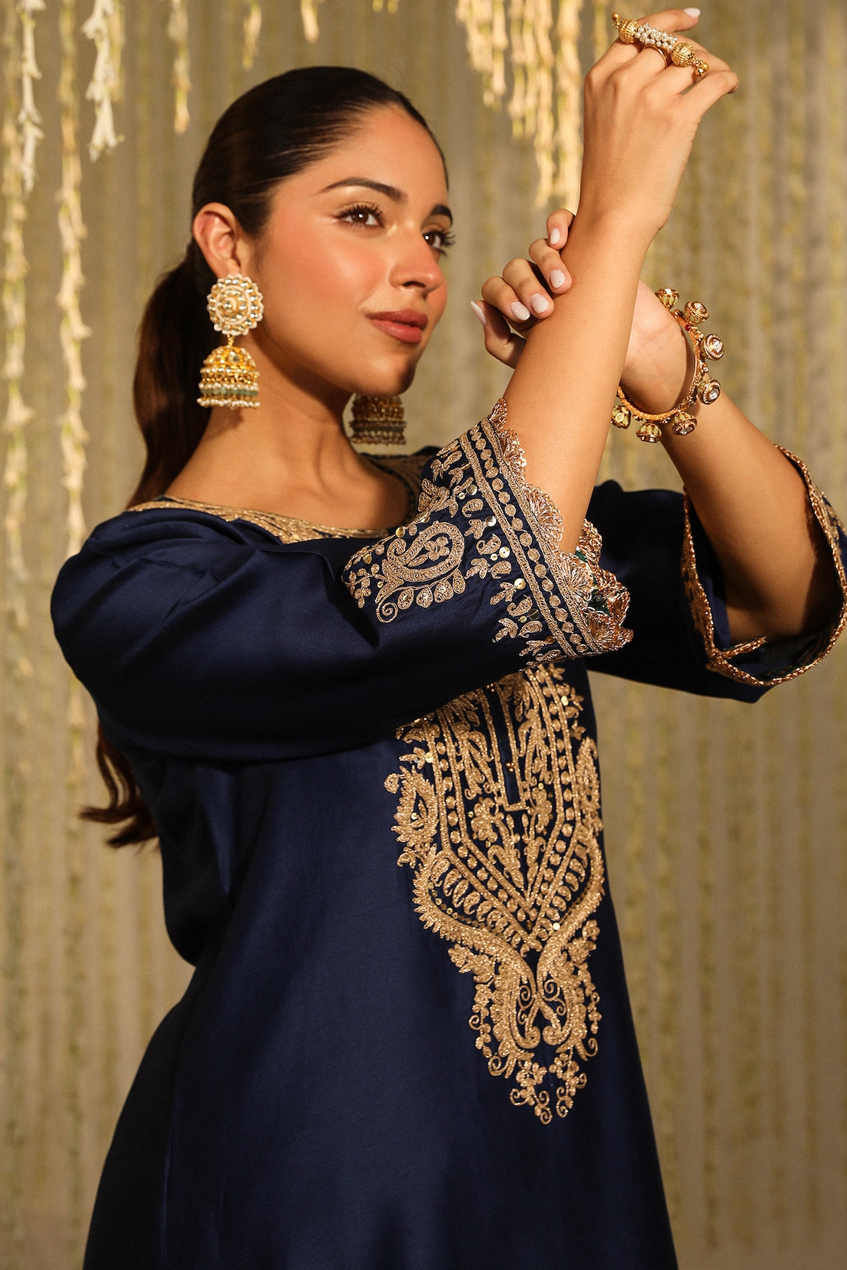 Deep Blue Bamberg Satin Dhoti Set by Sheetal Batra at Pernia's Pop Up ... Deep Blue Bamberg Satin Dhoti Set by Sheetal Batra at Pernia's Pop Up ...