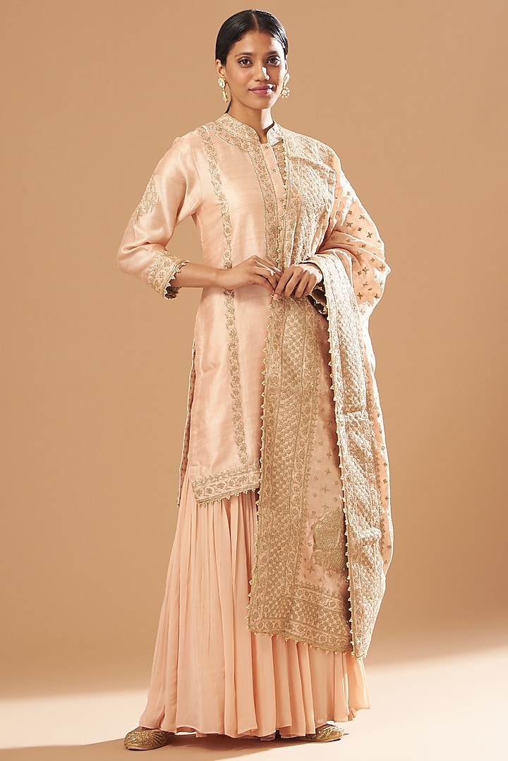 Blush Pink Raw Silk Gharara Set Design by Sheetal Batra at Pernia's Pop ...
