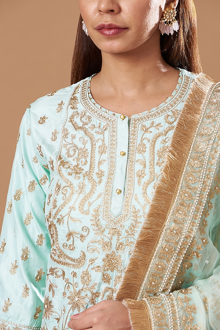 Sky Blue Bangalore Silk Gharara Set by Sheetal Batra at Pernia's Pop Up ...