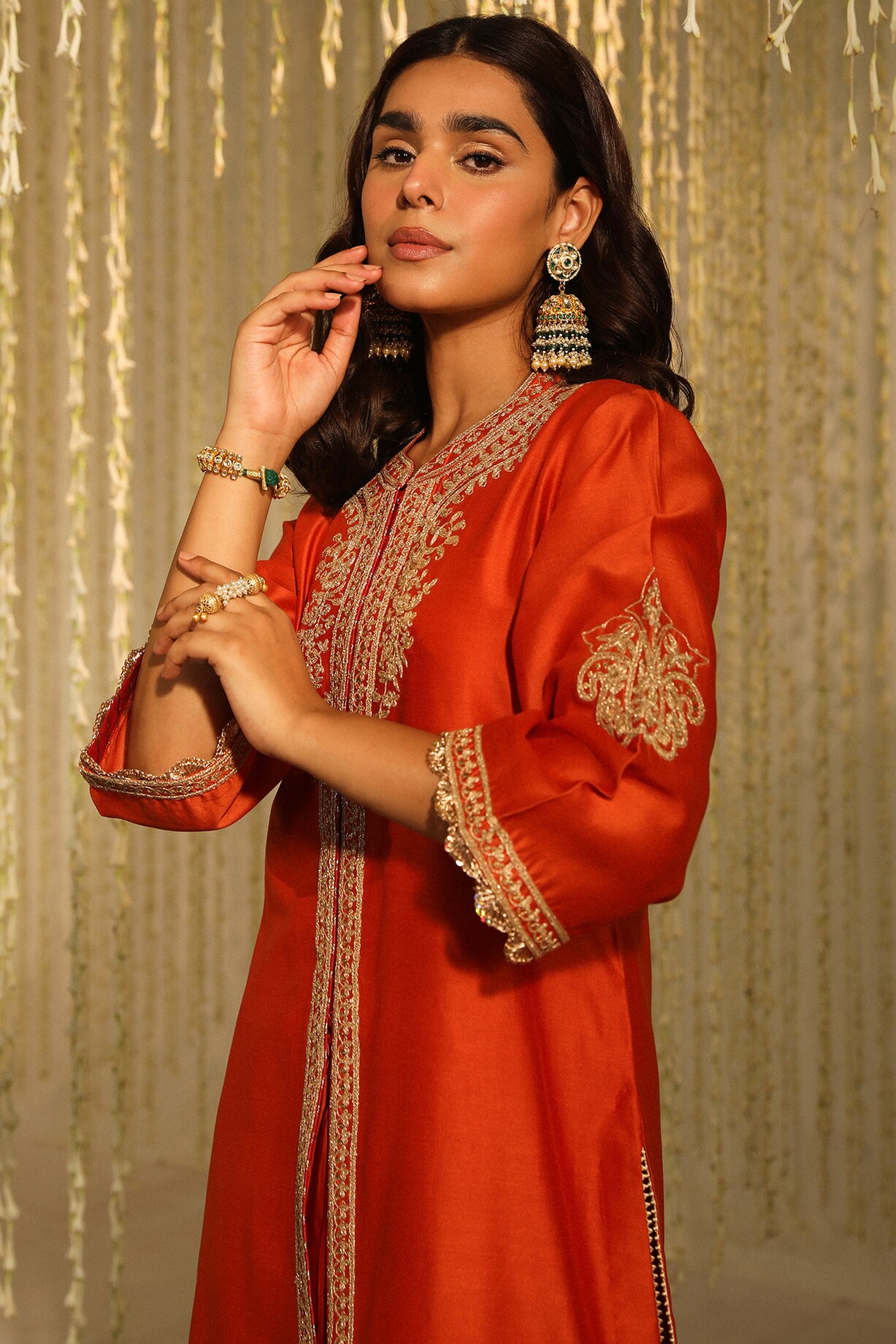 Burnt Orange Bamberg Satin Dhoti Set For Girls Design by Sheetal Batra ...
