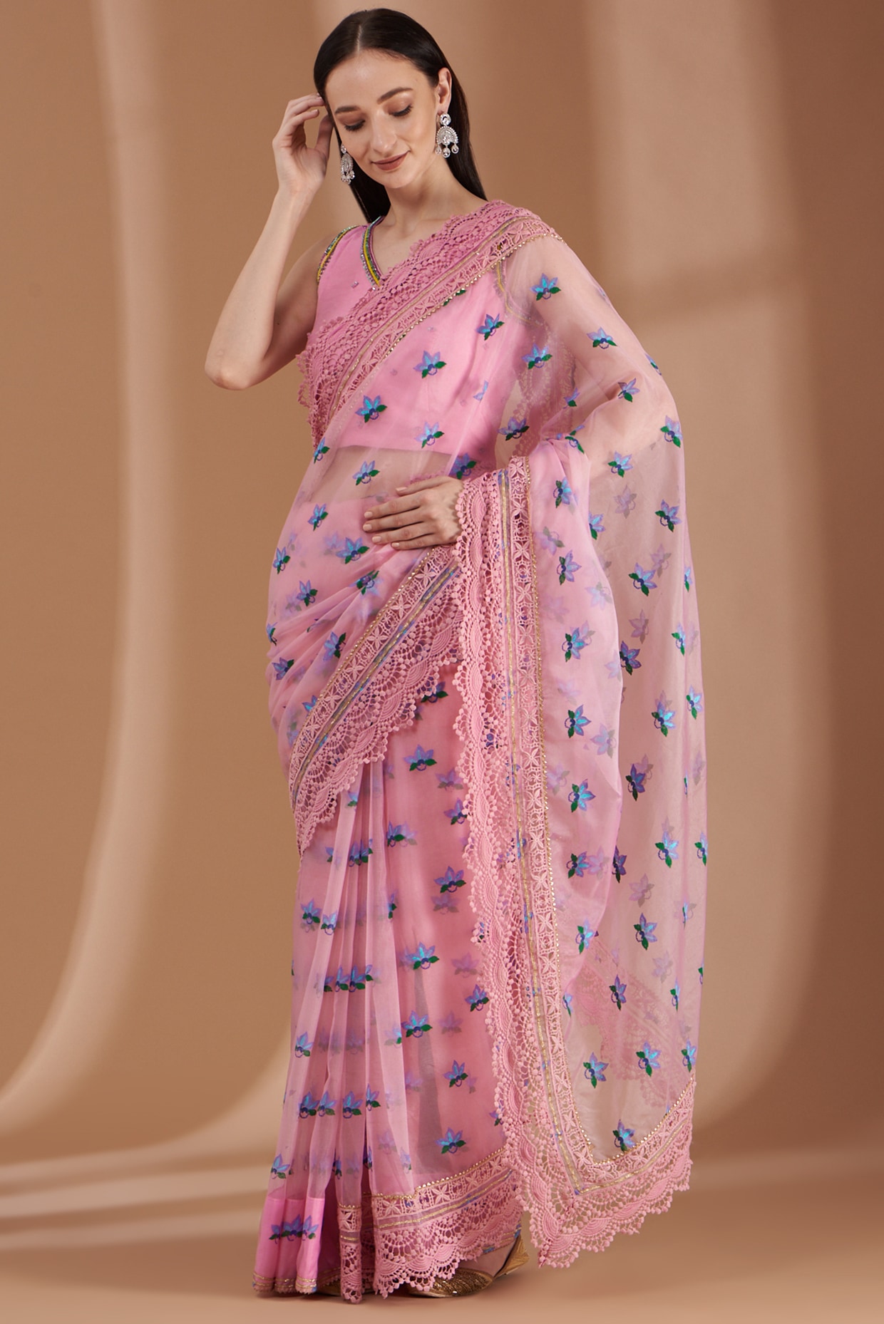 Rose Pink Printed Saree Set by Label By Shalini Bhagat at Pernia's Pop Up Shop 2025