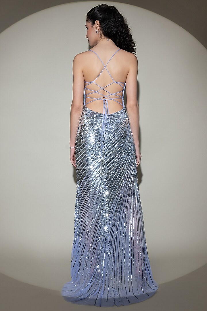 Blue Iris Tulle Net Hand Embellished Gown by Shine Bright at Pernia's ...