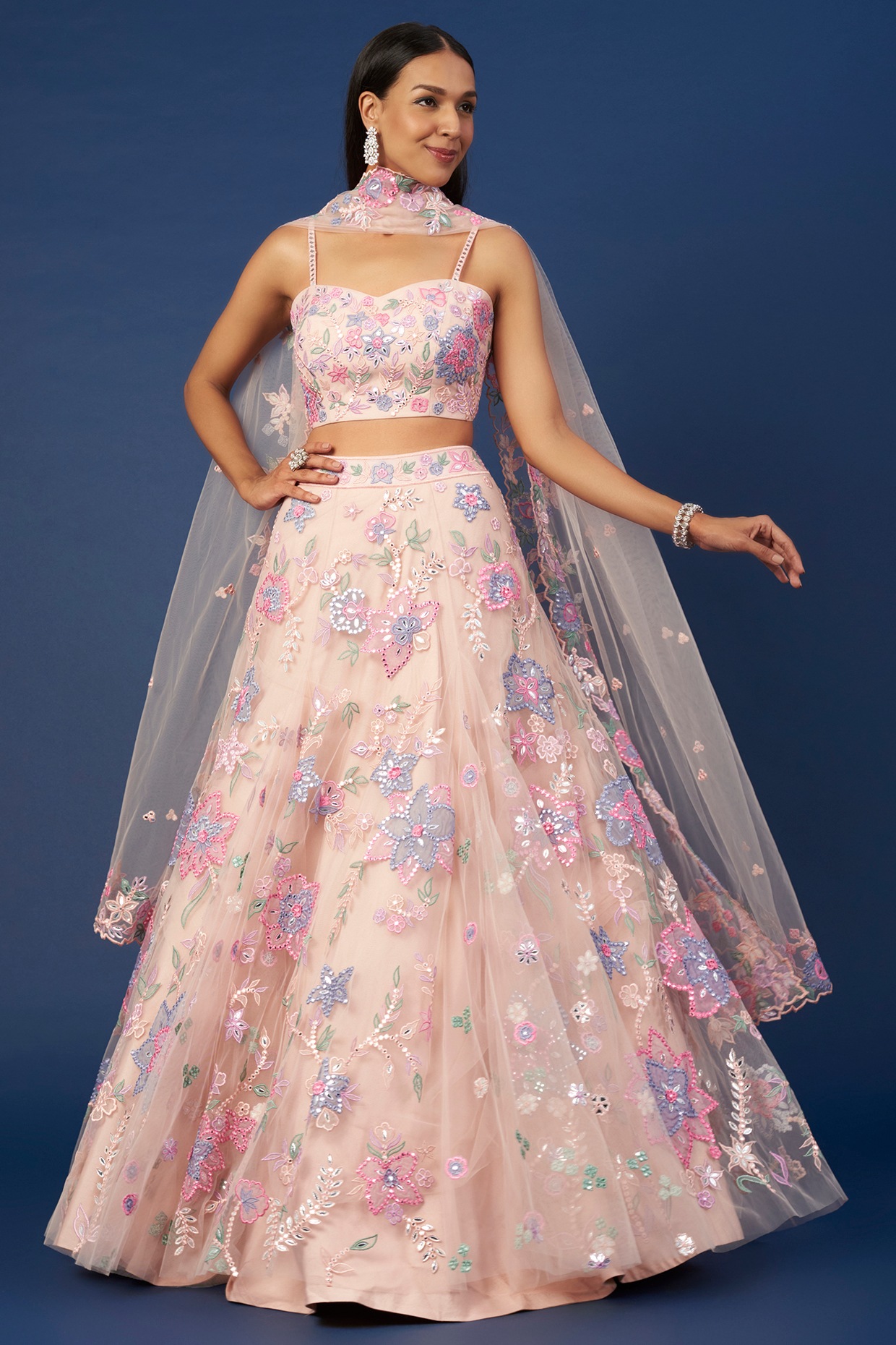 Blush Pink Embroidered Wedding Lehenga Set by Shlok Design at Pernia's ...