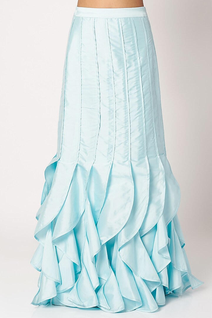 Sky Blue Crop Top With Skirt by Shivangi Jain at Pernia's Pop Up Shop 2025