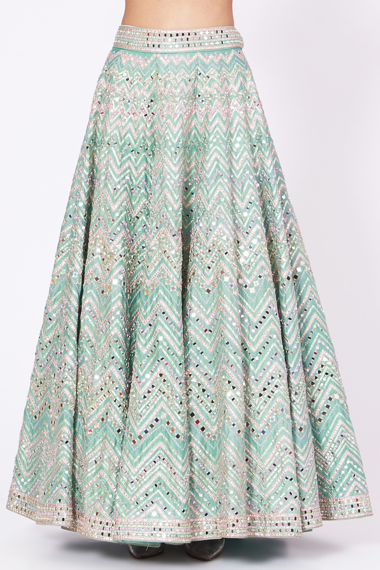 Mint Green Hand Embroidered Wedding Lehenga Set by SHIVA JANGRA at ...