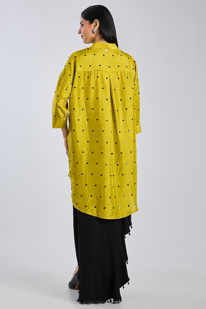 Kelly Green Silk Hand Embroidered Shirt by 431-88 By Shweta Kapur at ...