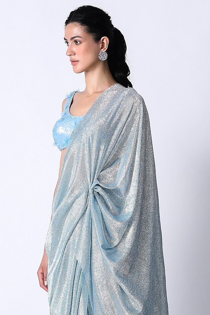 Ice Blue Silk Saree Set by 431-88 By Shweta Kapur at Pernia's Pop Up ...