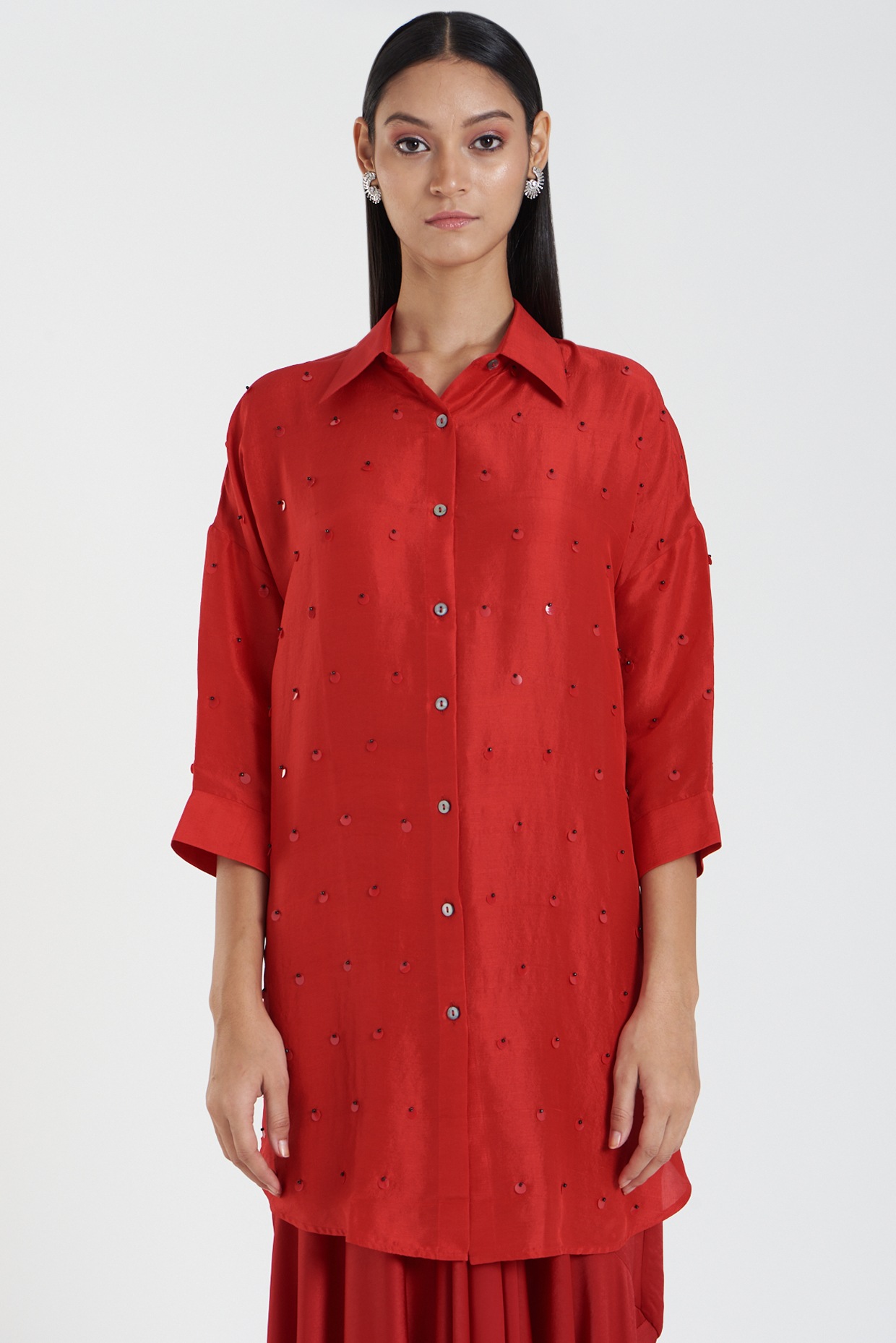 Red Embroidered Shirt by 431-88 By Shweta Kapur at Pernia's Pop Up Shop ...