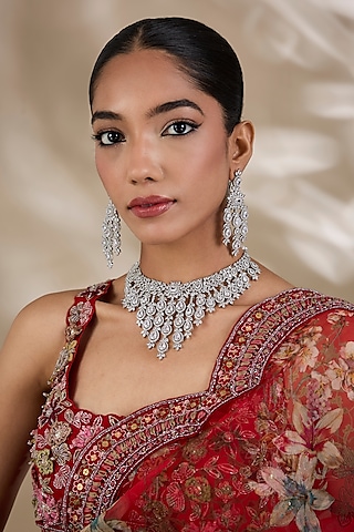 White Finish Zircon Necklace Set by Shlok Jewels at Pernia's Pop Up ...