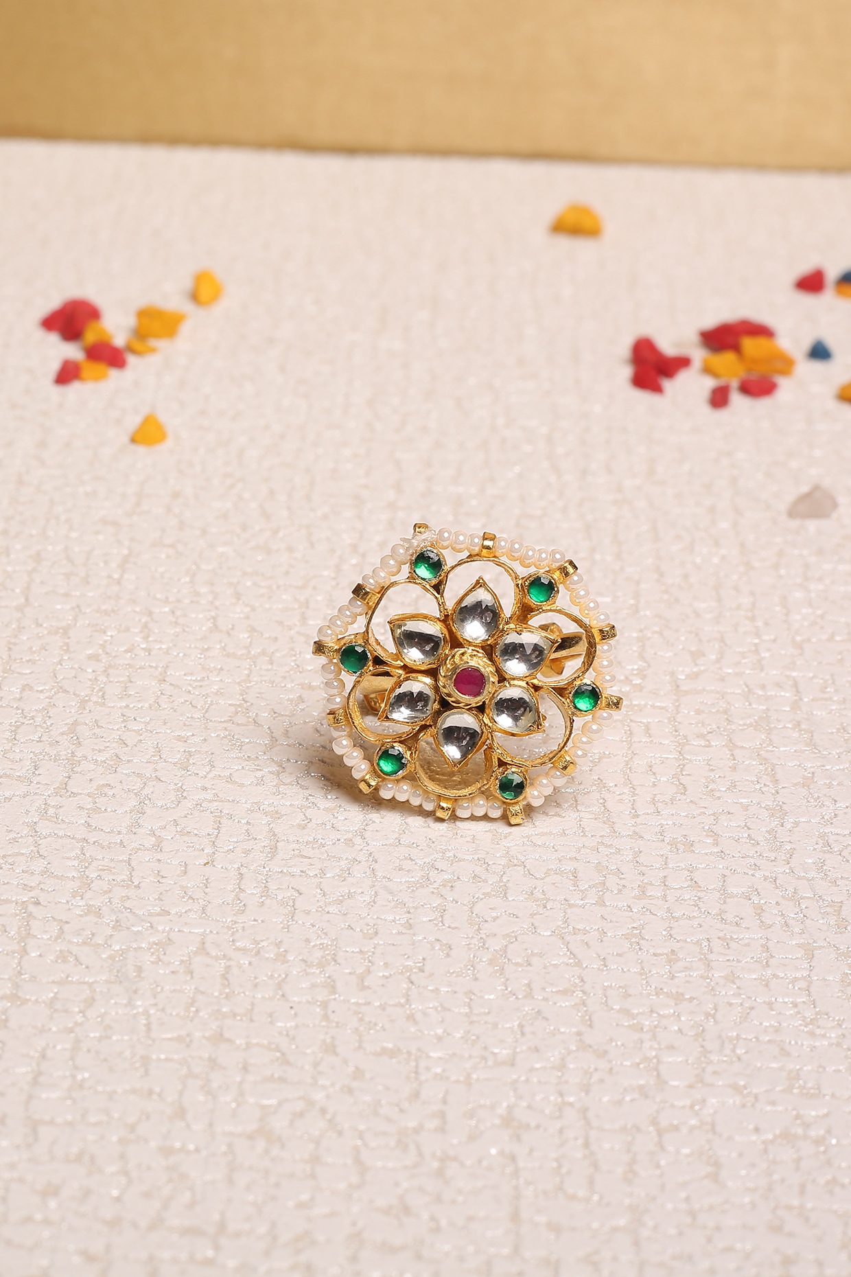 Gold Plated Natural Gemstones Ring by Shlok Jewels at Pernia's Pop Up ...