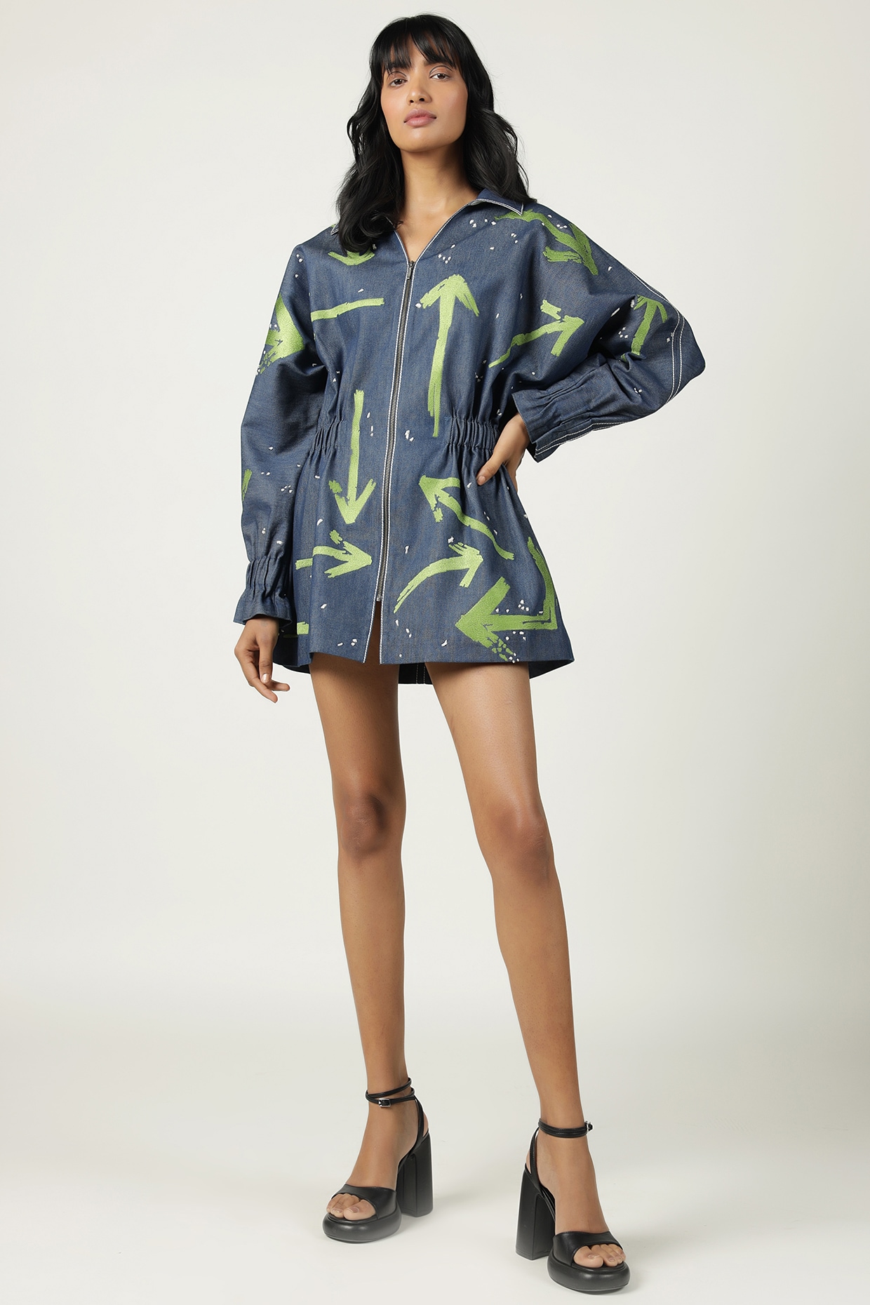 Optimum Blue Poplin Embroidered Dress by Shahin Mannan at Pernia's Pop ...