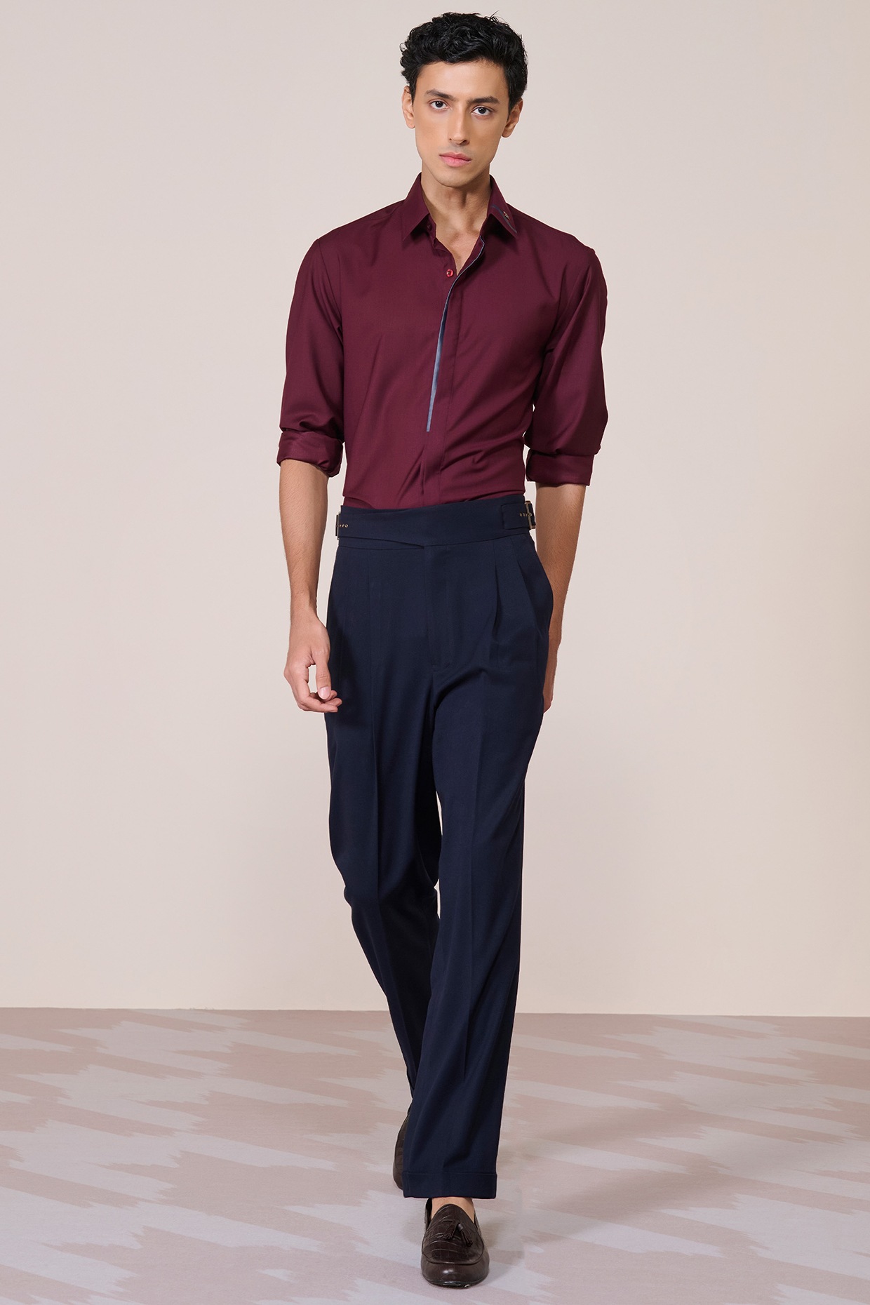 Cherry Red Rayon Suiting Blend Party Wear Shirt by S&N by Shantnu ...