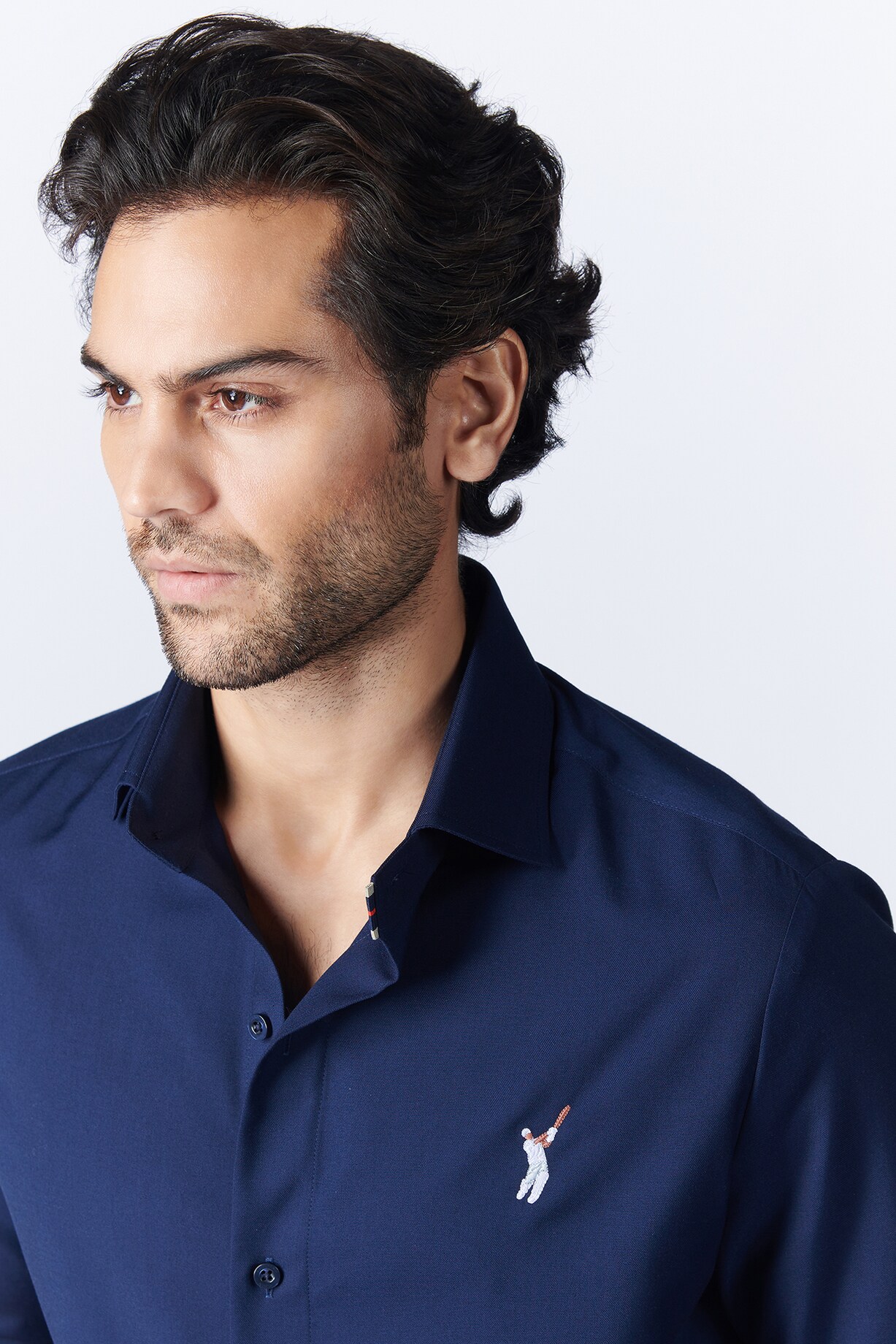 Navy Blue Viscose & Terylene Shirt by S&N by Shantnu Nikhil Men at ...