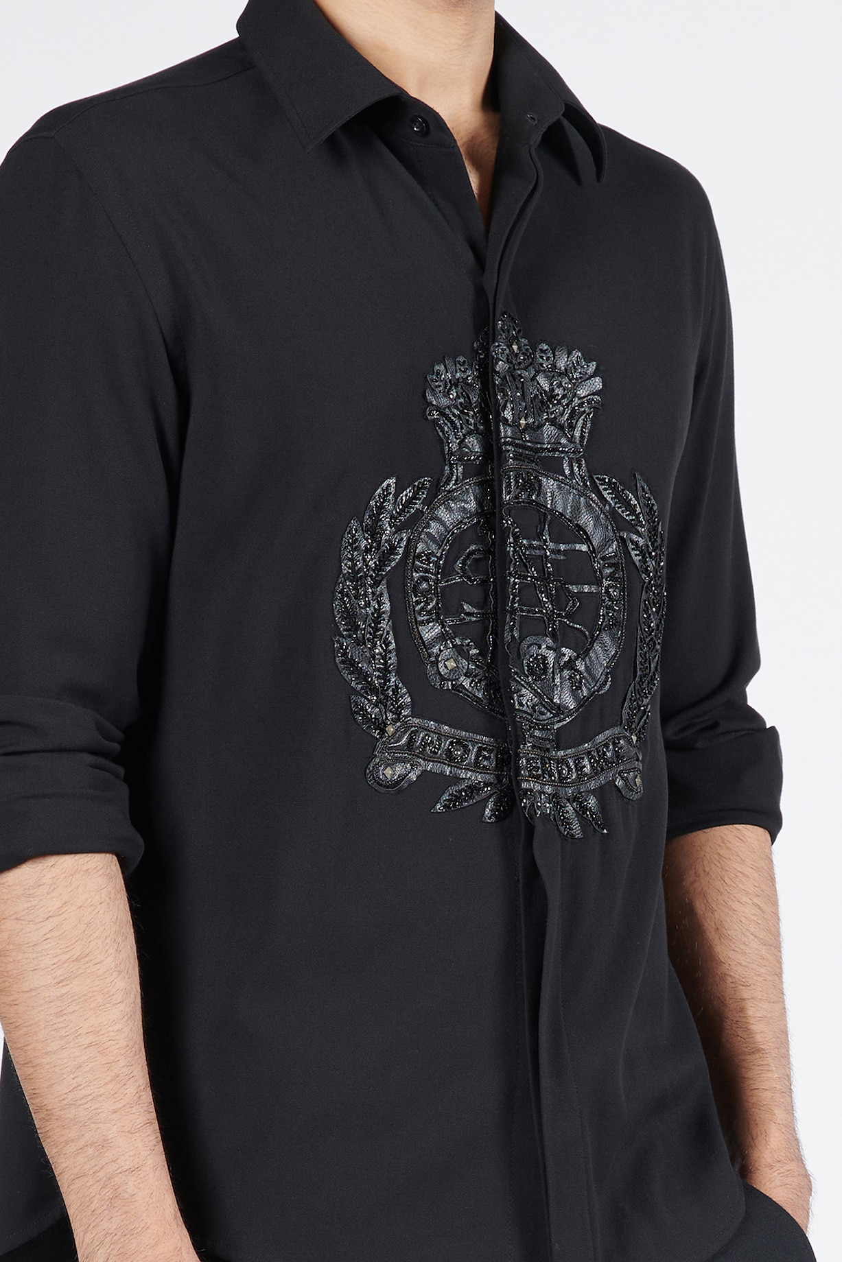 Black Suiting Terylene Shirt by S&N by Shantnu Nikhil Men at Pernia's ...