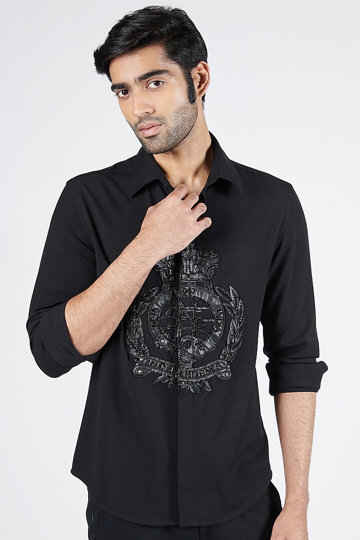 Black Suiting Terylene Shirt by S&N by Shantnu Nikhil Men at Pernia's ...