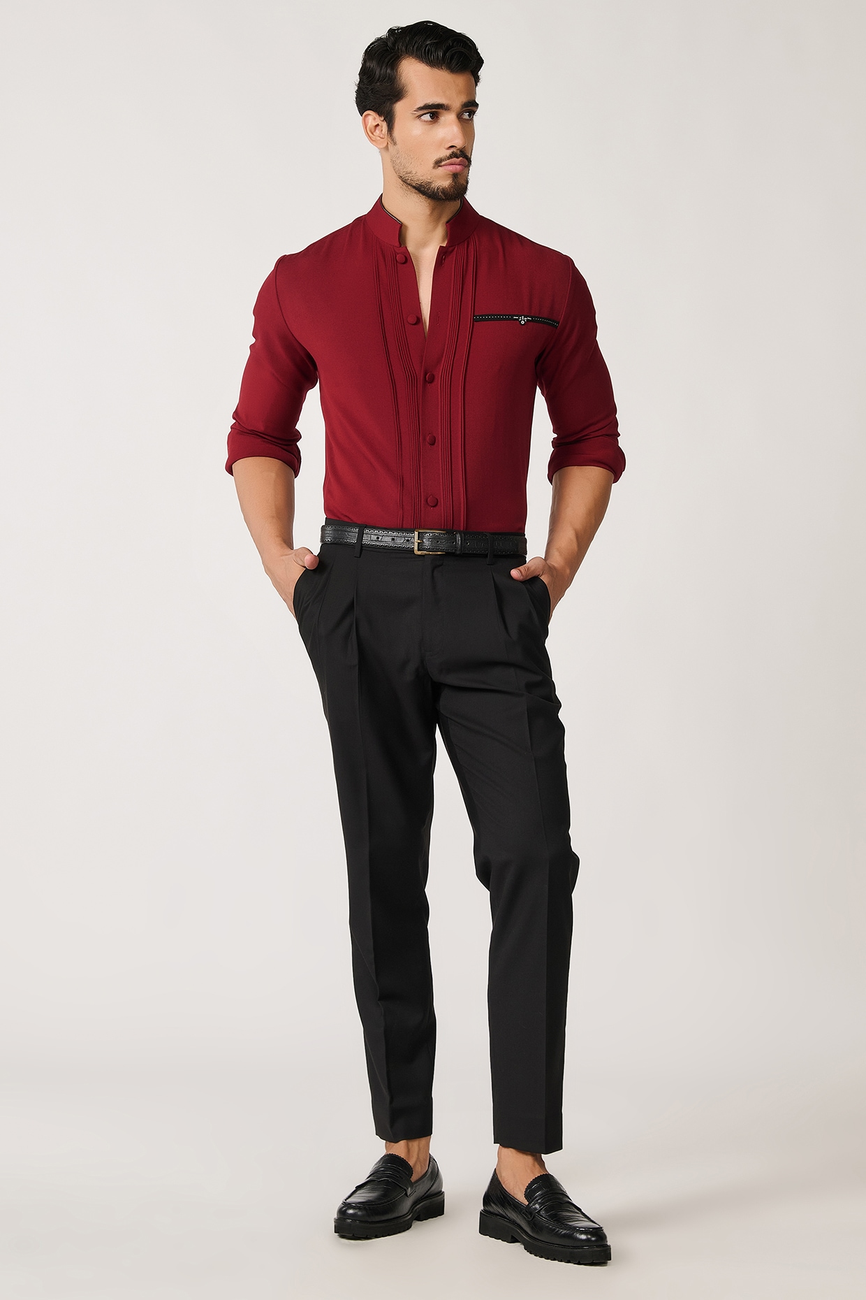 Cherry Red Rayon Blend Shirt by S&N by Shantnu Nikhil Men at Pernia's Pop Up Shop 2025