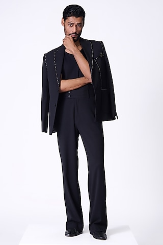 Black Rayon & Spandex Jacket by S&N by Shantnu Nikhil Men at Pernia's ...