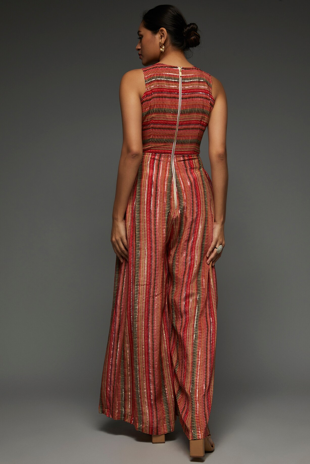 Multi-Colored Crepe Printed & Embellished Jumpsuit by Shreya J at ...