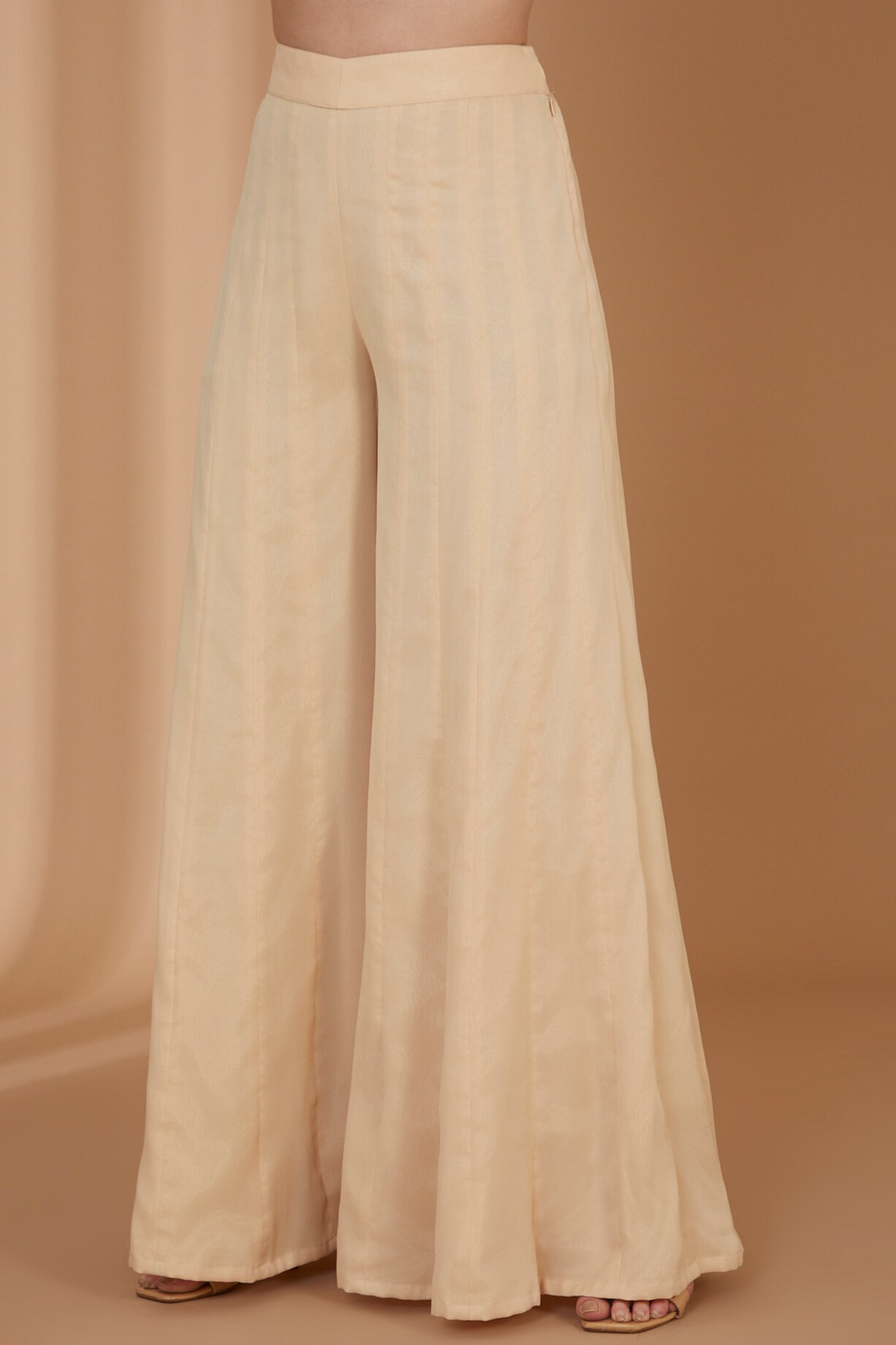Beige Georgette Sharara Set Design by SHREEKA at Pernia's Pop Up Shop 2024