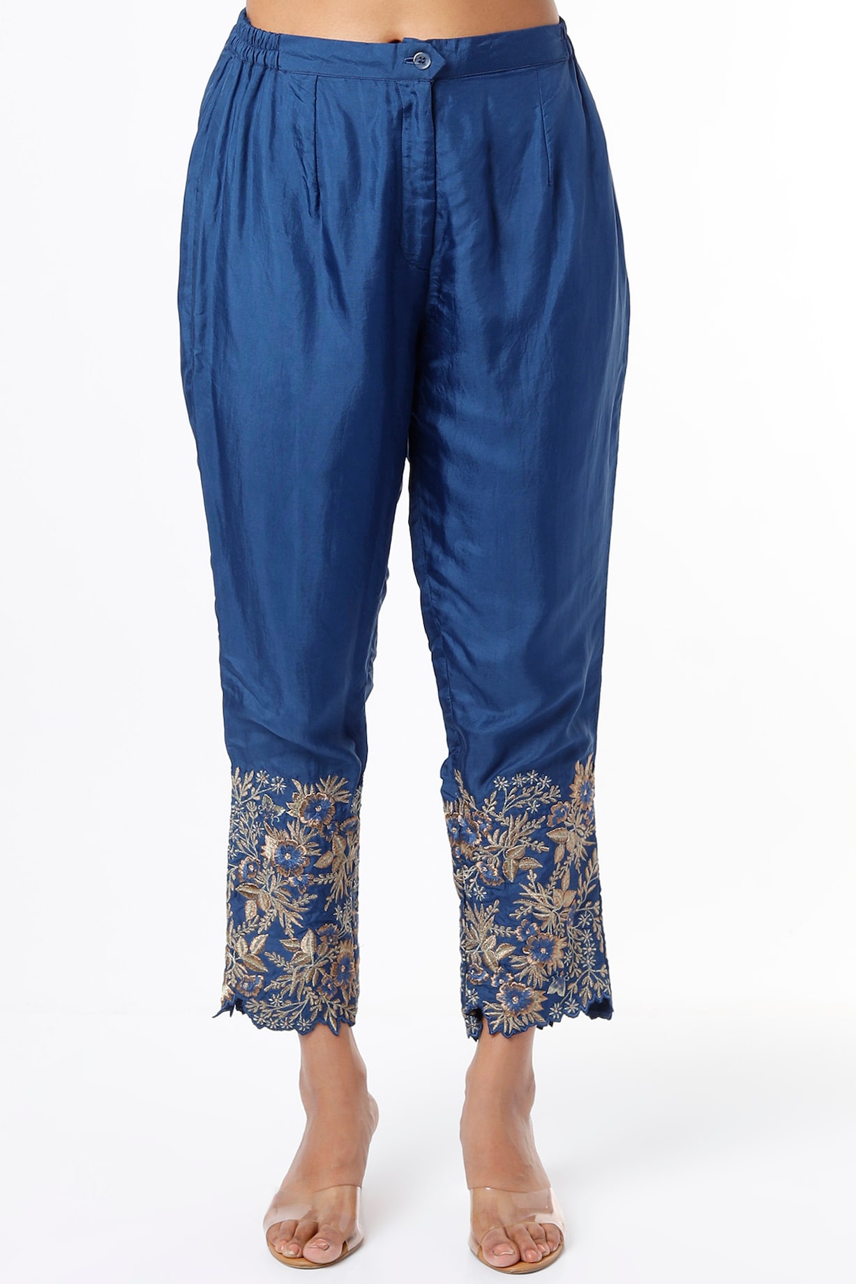 Cobalt Blue Silk Draped Trouser Saree Set by Shruti S at Pernia's Pop ...