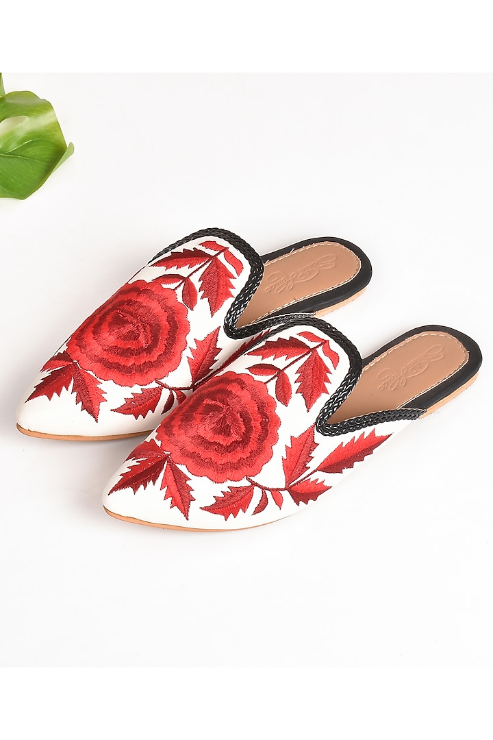 White Vegan Leather Mules By Sole House At Pernias Pop Up Shop 2024