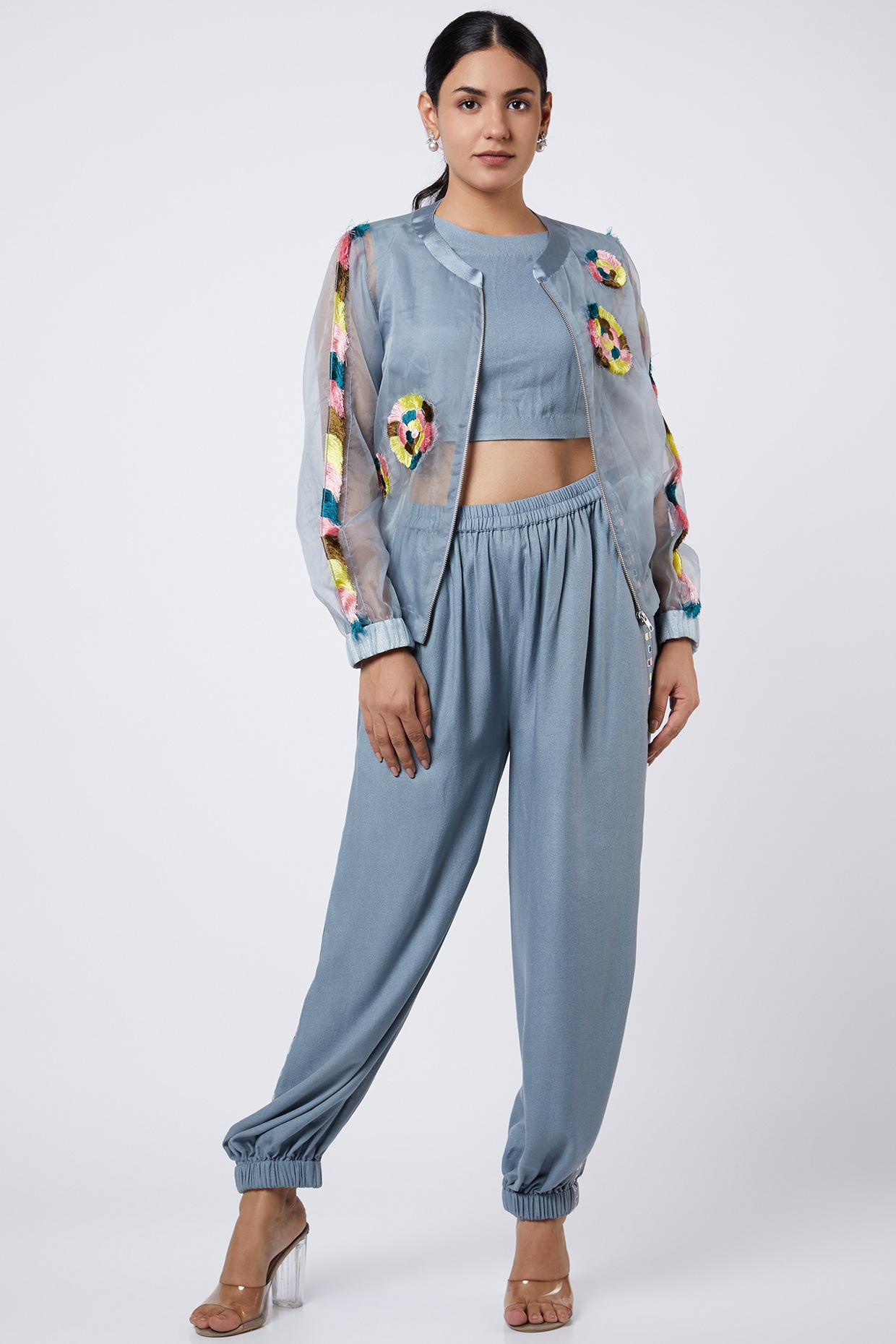 Hammered Grey Pant Set by Shweta Aggarwal at Pernia's Pop Up Shop 2025