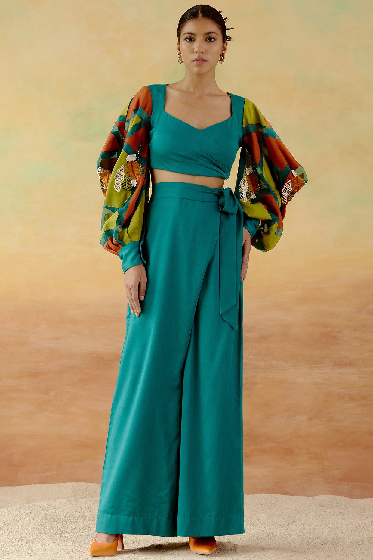 Jade Green Satin Palazzo Pant Set by Shweta Aggarwal at Pernia's Pop Up ...