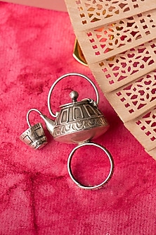 Oxidised Silver Finish Handcrafted Ketli Chai Ring In Sterling Silver ...