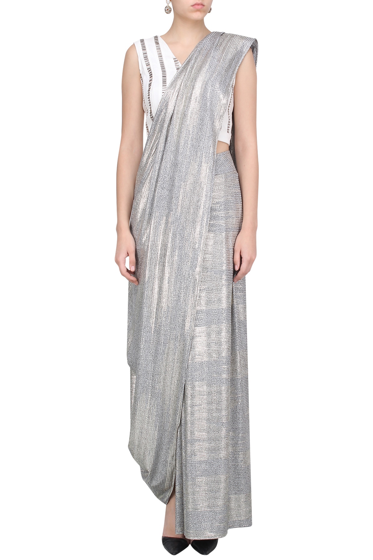 Silver signature 70s Saree available only at Pernia's Pop Up Shop. 2025