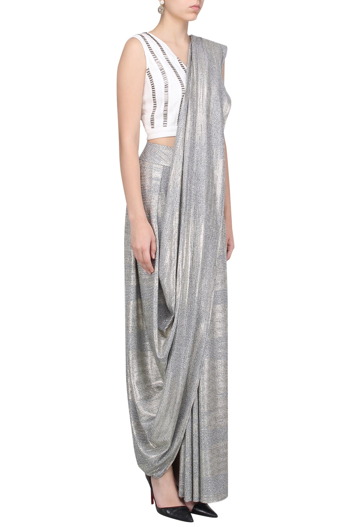 Silver signature 70s Saree available only at Pernia's Pop Up Shop. 2025