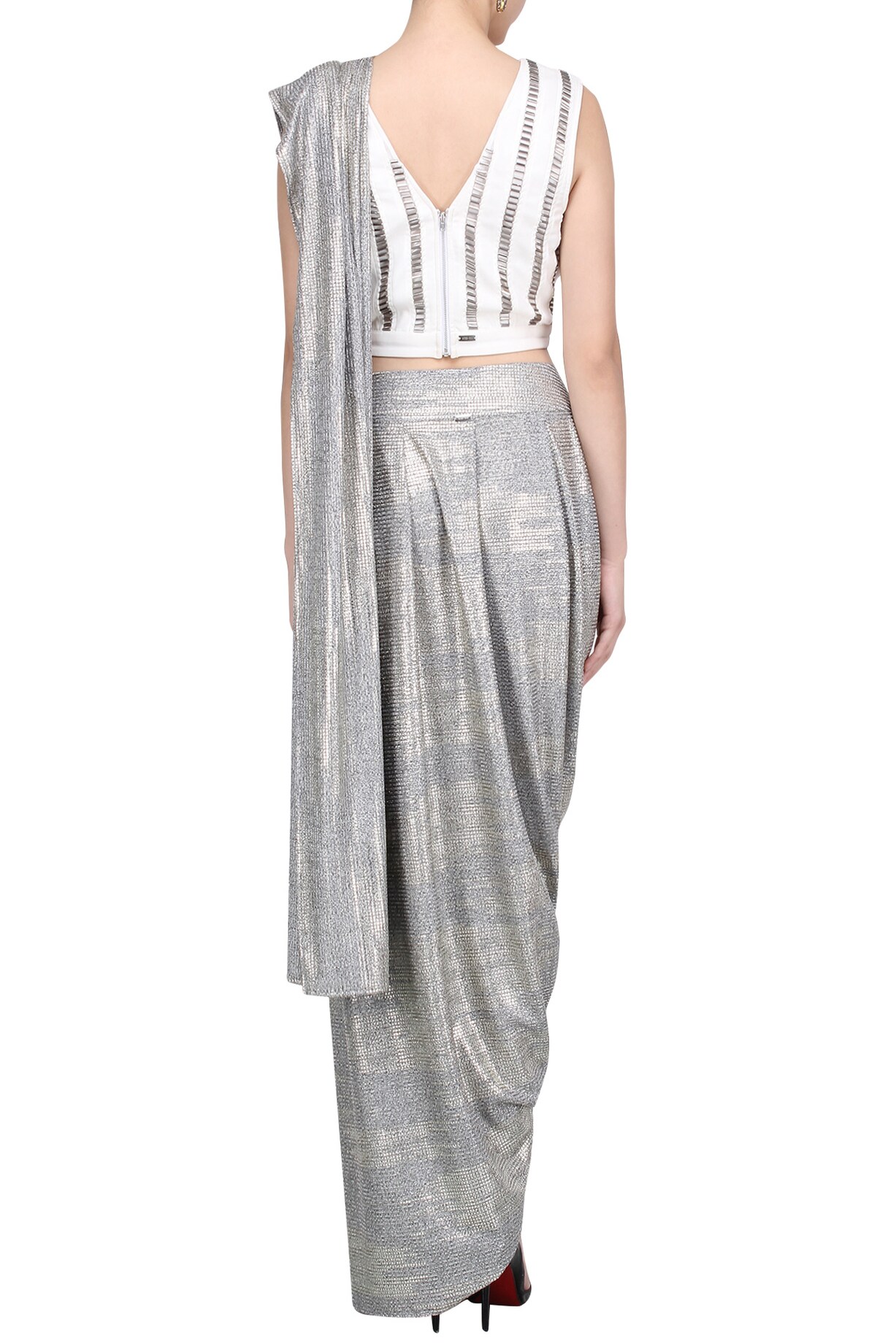 Silver signature 70s Saree available only at Pernia's Pop Up Shop. 2025