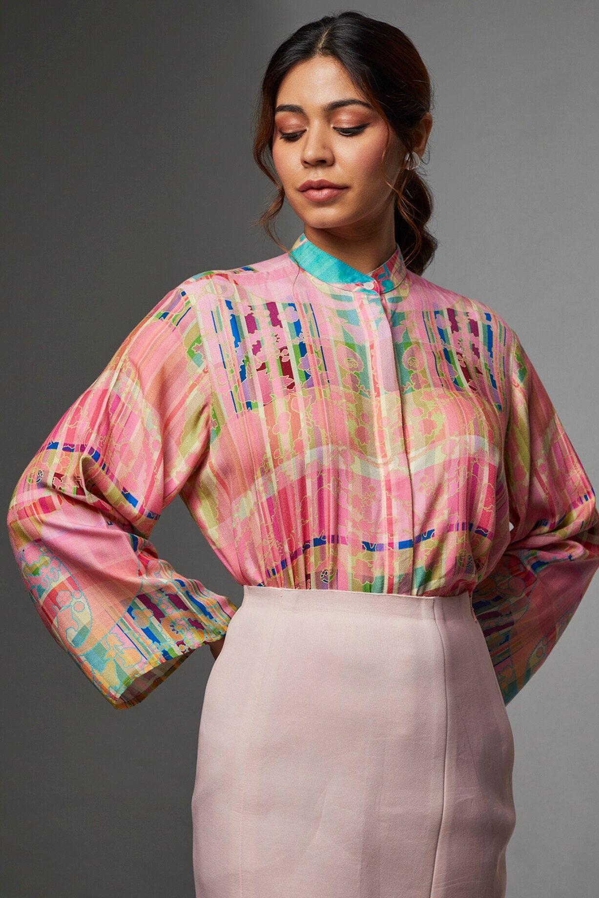 Pink Rayon Twill Printed Shirt by SIDDHARTHA BANSAL at Pernia's Pop Up ...