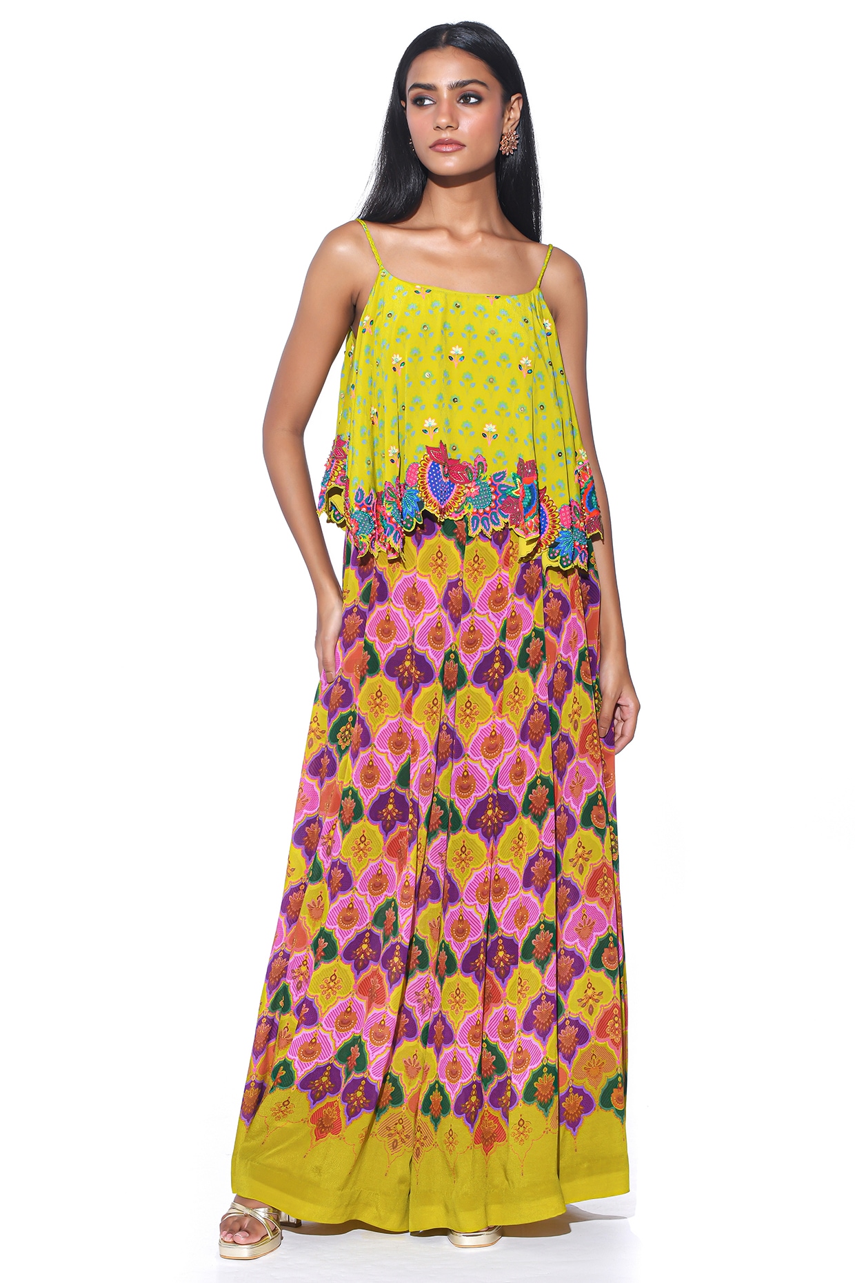 Multi-Colored Crepe Block Printed Co-Ord Set by SIDDHARTHA BANSAL at ...