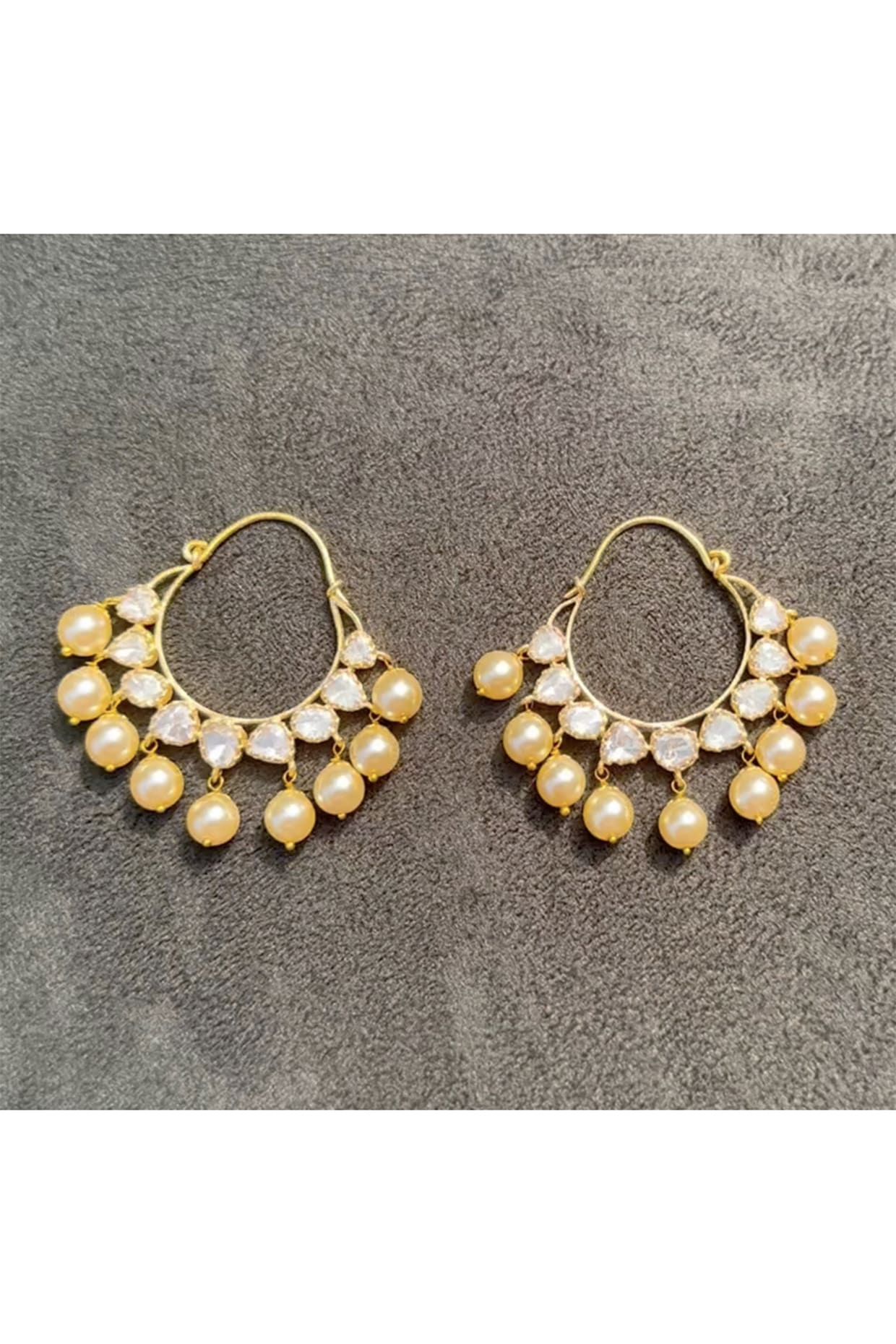 Gold Finish Kundan Polki Chandbali Earrings In Sterling Silver by Sica ...