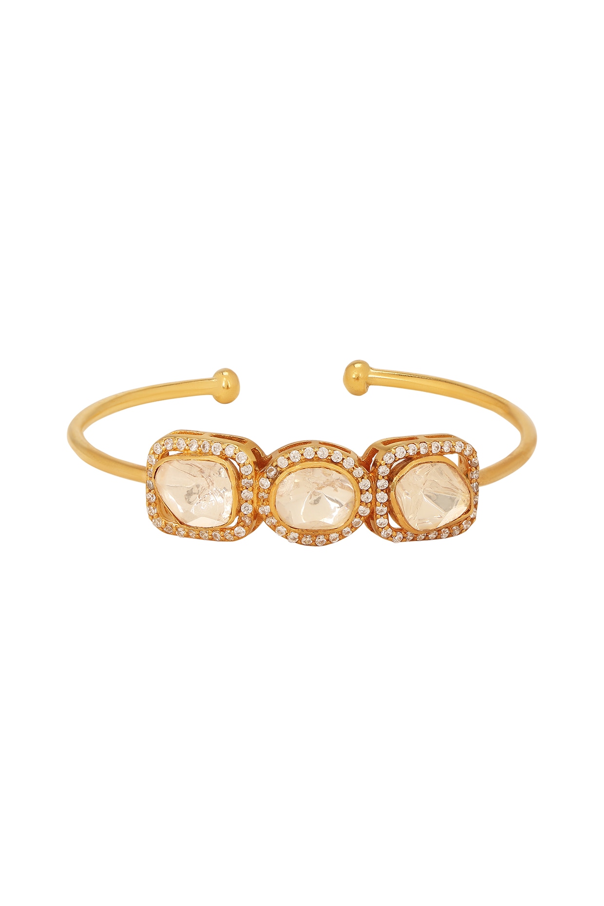 Gold Finish Moissanite Polki Bracelet In Sterling Silver by Sica ...