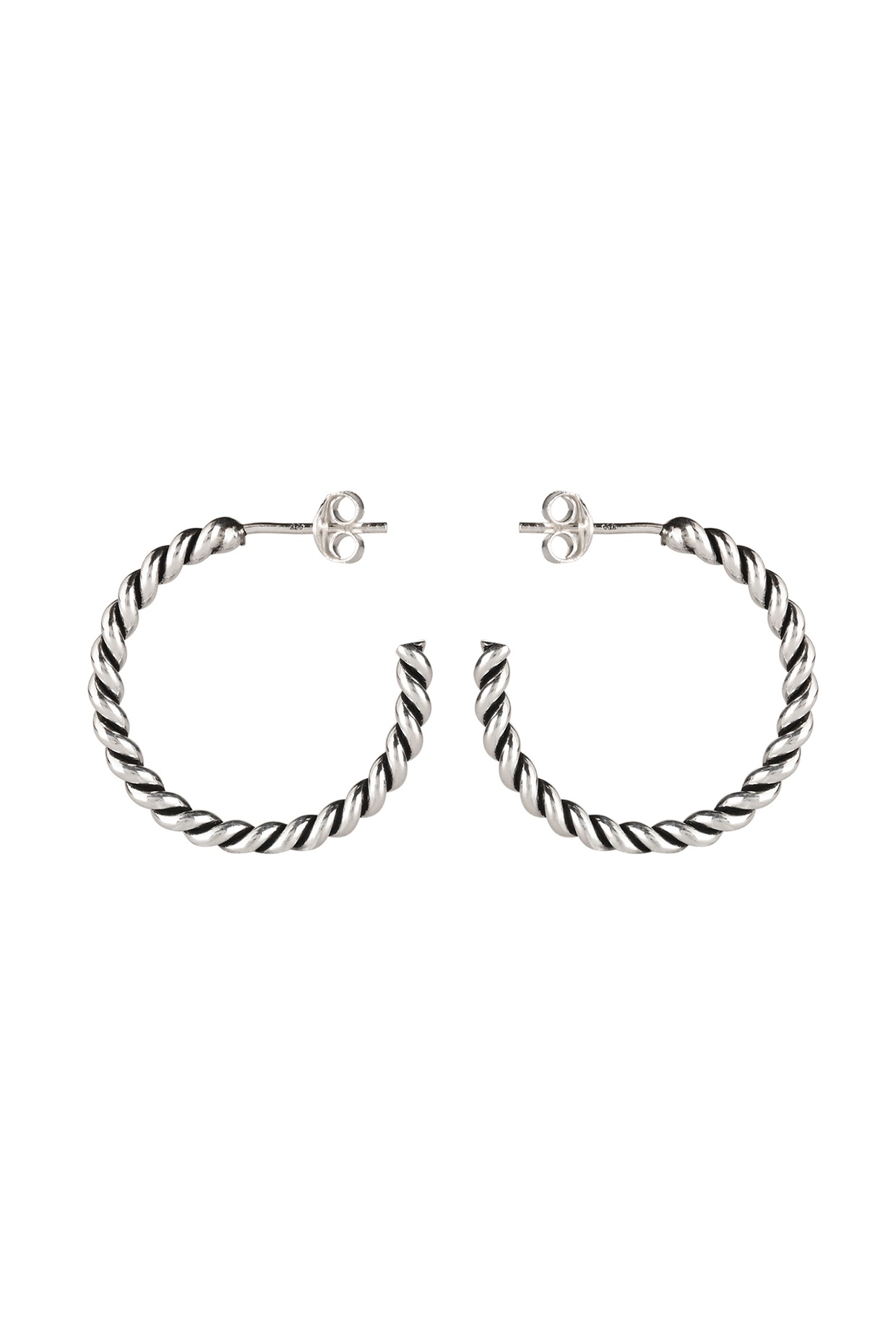 Oxidised Silver Finish Hoop Earrings In Sterling Silver by Sica ...