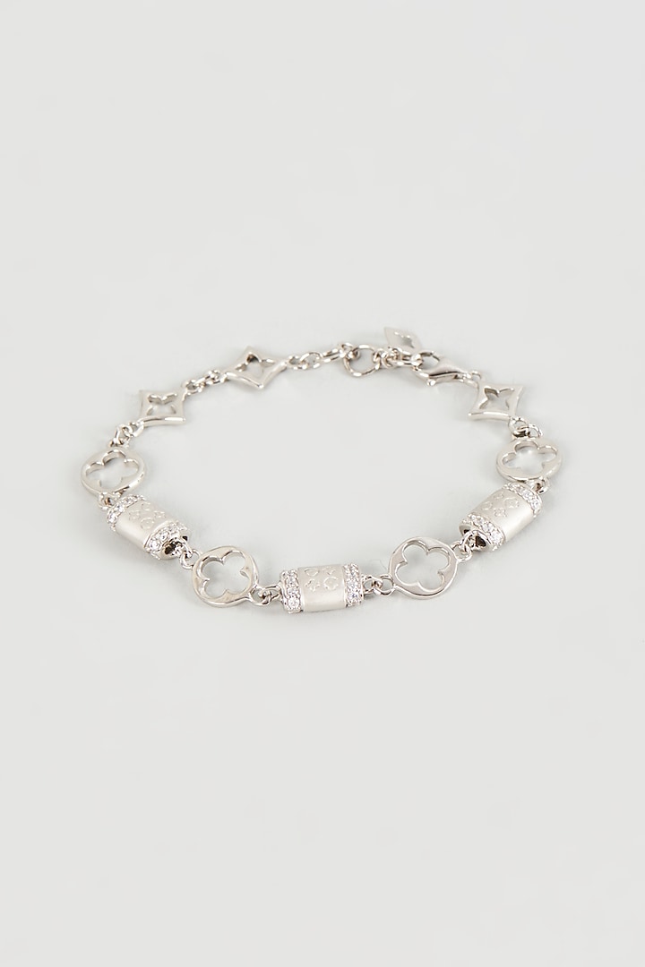 White Finish Cubic Zirconia Openable Bracelet In Sterling Silver Design ...