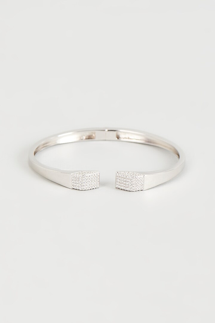 White Finish Cubic Zirconia Openable Bracelet In Sterling Silver by ...