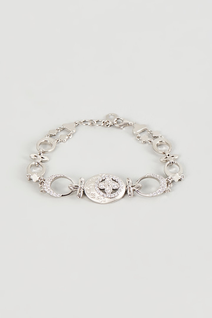 White Finish Cubic Zirconia Openable Bracelet In Sterling Silver by ...