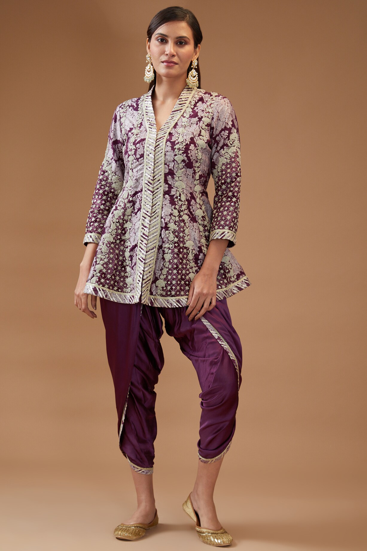 Purple Modal Silk Dhoti Set by Simar Dugal at Pernia's Pop Up Shop 2026