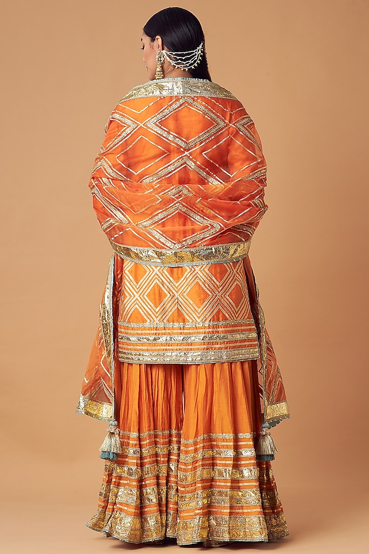 Orange Cotton Silk Sharara Set by Simar Dugal at Pernia's Pop Up Shop 2026