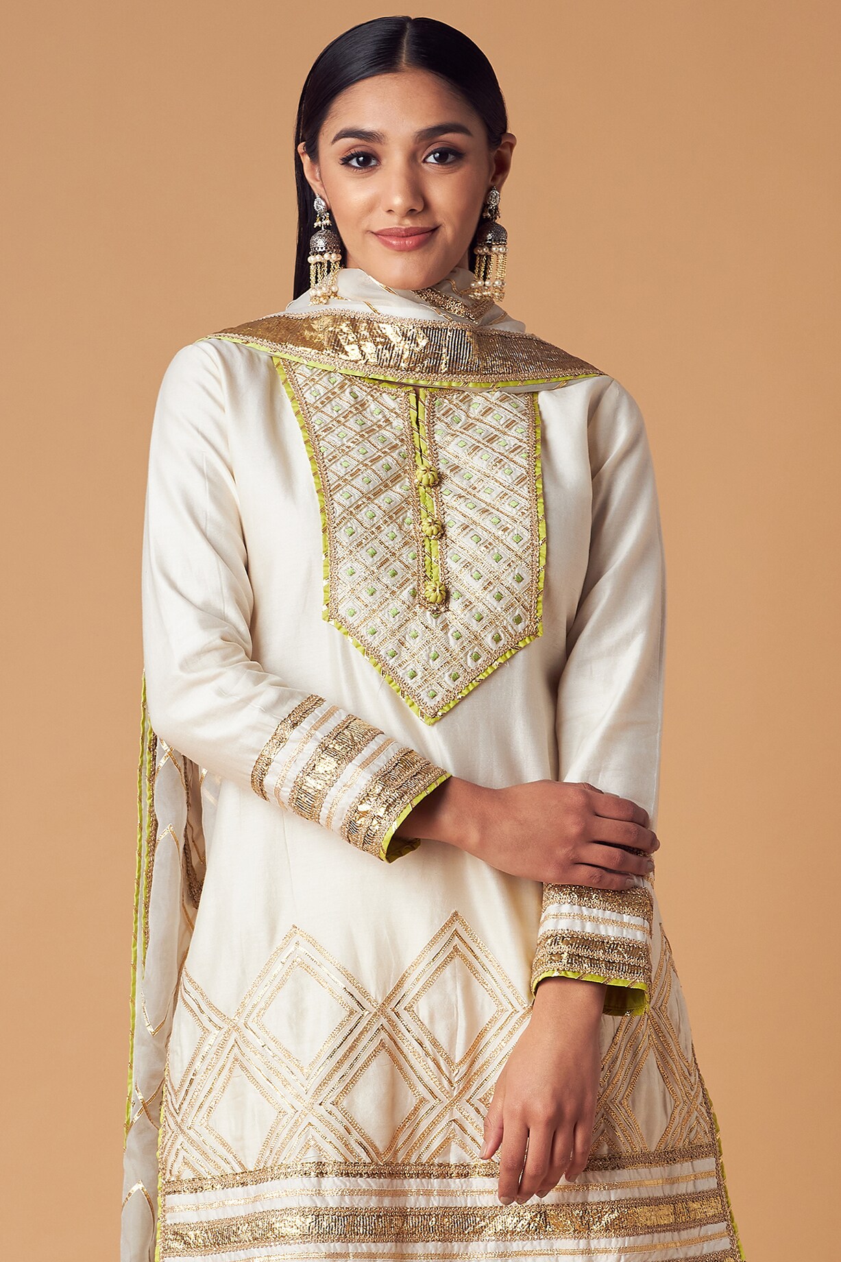 Ivory Cotton Silk Sharara Set by Simar Dugal at Pernia's Pop Up Shop 2025
